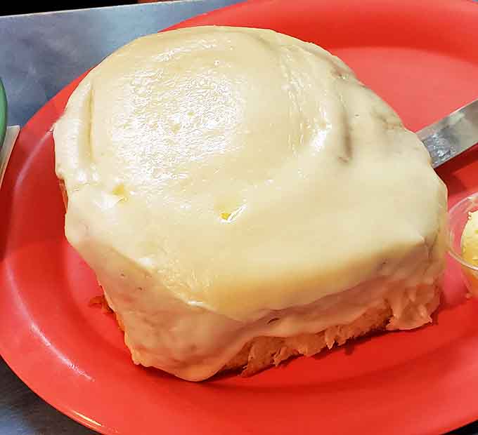 This cinnamon roll isn't just breakfast&mdash;it's an event. Frosting so generous it makes other pastries look positively underdressed.