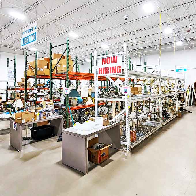 The lighting section glows with potential&mdash;from practical desk lamps to chandeliers that whisper, "I used to hang in someone important's dining room."