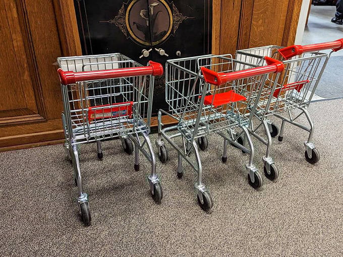 These vintage shopping carts aren't just for show—they're essential equipment for serious antiquers. Your modern grocery cart could never compete with this much character.