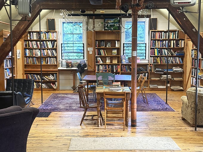 A reading nook with a view that rivals the books for attention&mdash;though the books usually win in the end.