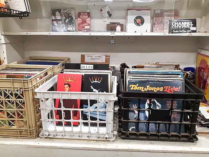 Vinyl paradise! From Elvis to Tom Jones, these milk crates hold the soundtrack of several generations' rebellious phases.