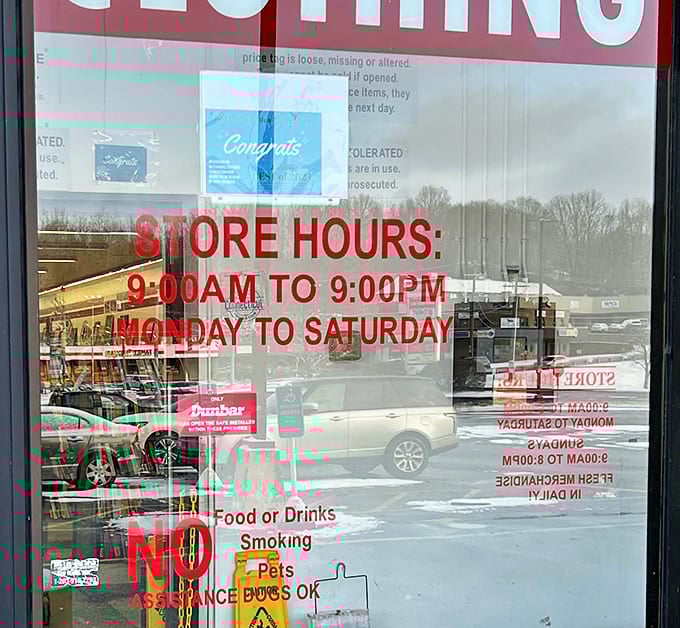 The store hours&mdash;9AM to 9PM Monday through Saturday&mdash;offer ample time for treasure hunting. No food, drinks, or pets, but plenty of bargains.