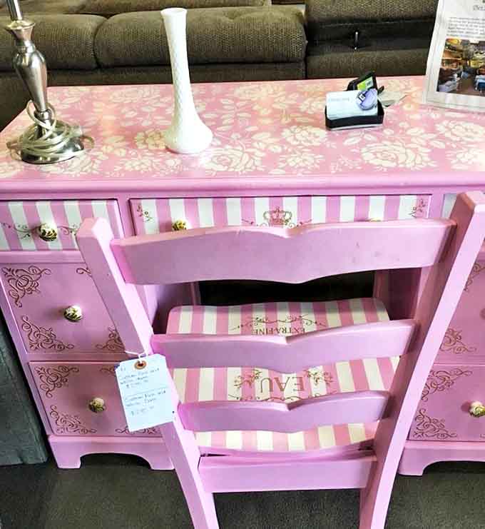 This whimsical pink vanity proves that with a little imagination and elbow grease, yesterday's furniture becomes today's Instagram-worthy statement piece.