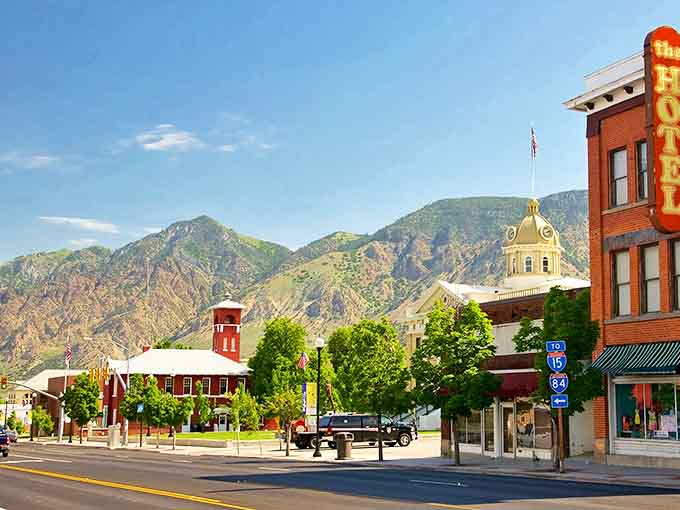 Brigham City's historic downtown features architecture that tells stories of pioneer craftsmanship against a stunning mountain canvas.