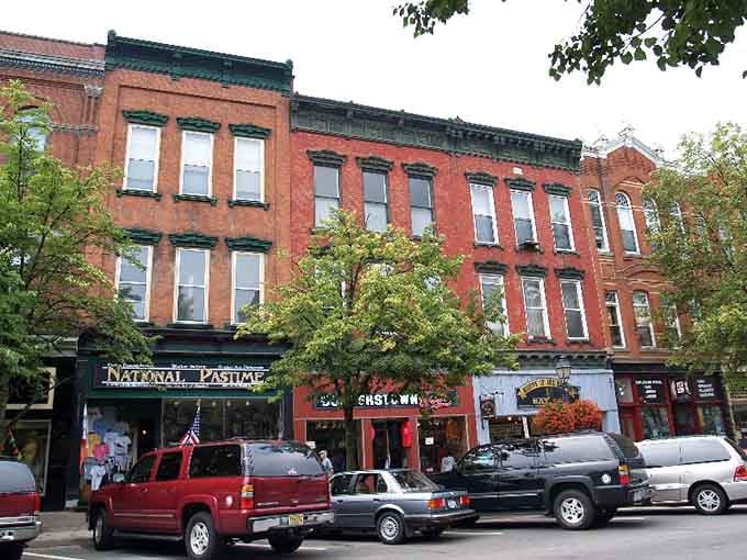 Cooperstown's historic buildings stand proudly along streets where baseball legends and locals share the same sidewalks.