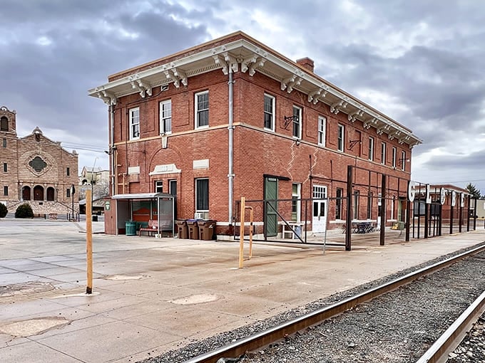This charming brick building in Globe showcases the town's rich mining heritage with its classic railroad-era architecture and design.