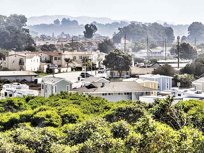 Oceano's misty mornings create a dreamy coastal landscape where modest homes enjoy million-dollar ocean proximity.