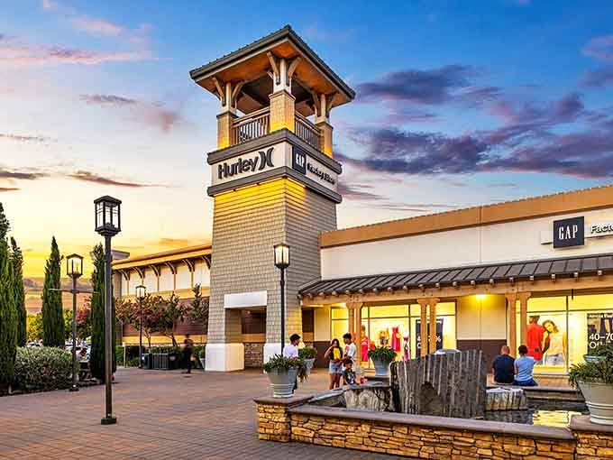 The iconic tower at San Francisco Premium Outlets. Like a lighthouse guiding bargain hunters safely to fashion's shore.