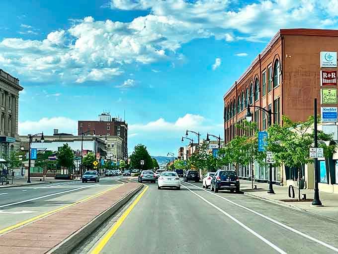 Superior's revitalized downtown welcomes visitors with wide streets, historic buildings, and plenty of local businesses to explore.