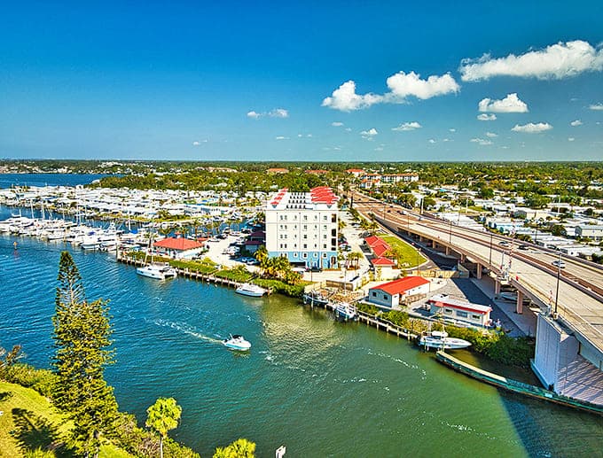 Venice's picturesque marina sparkles under Florida sunshine, a postcard-perfect scene where boats gently bob like nautical metronomes.