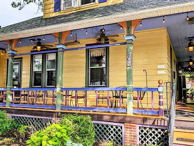The colorful charm of Bellefonte Cafe's porch promises food with personality in a setting that feels like a warm hug.