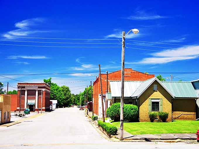 The municipal buildings of Corning bask in the Arkansas sunshine, solid as the community they've served for generations.