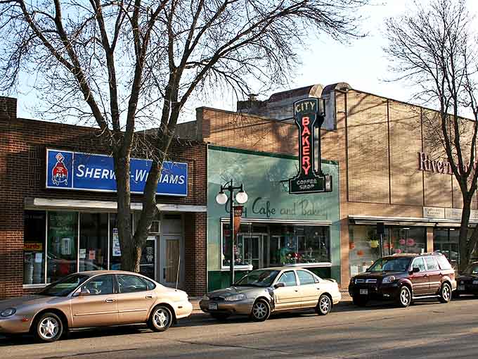 Historic buildings in Fergus Falls stand shoulder to shoulder, housing local businesses that have weathered economic storms together.