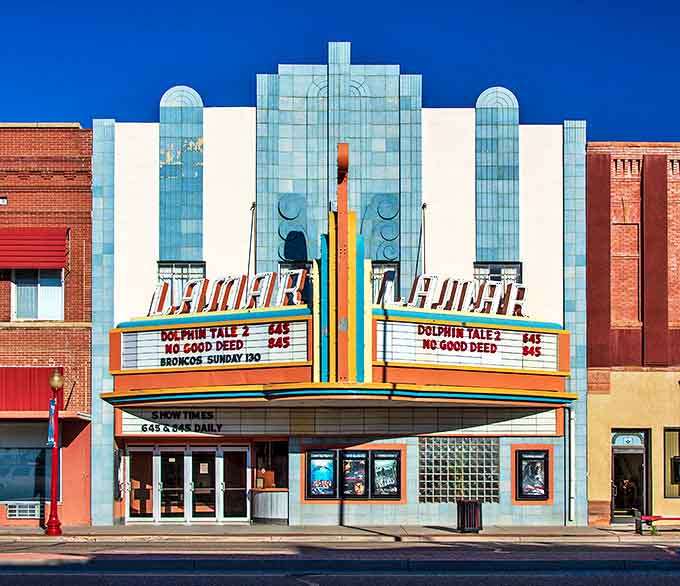 Lamar's Art Deco theater brings Hollywood glamour to the prairie in a way that makes every movie feel special.