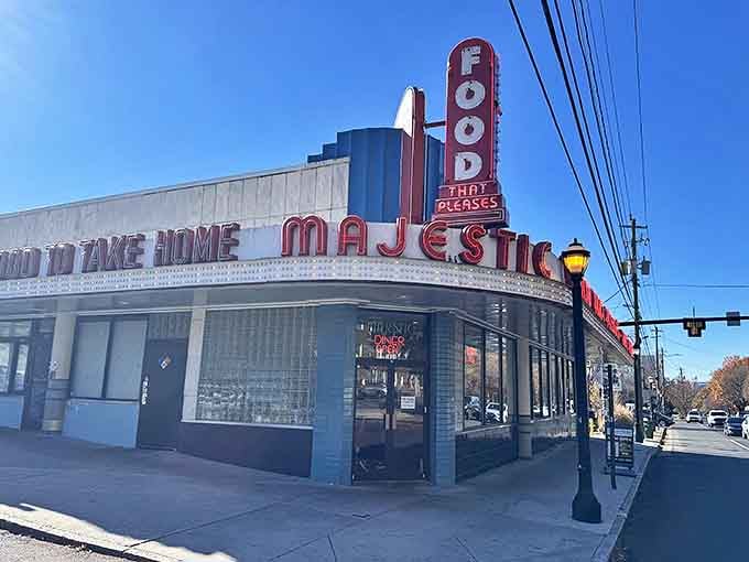 The Majestic's art deco corner stands like a time capsule of Atlanta history, serving up nostalgia with a side of hash browns.