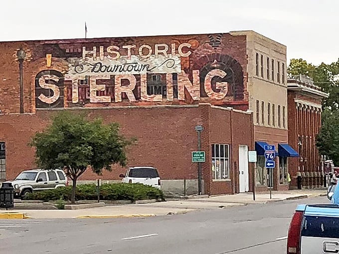 Sterling announces itself with vintage pride, its historic downtown sign painted like a badge of honor.