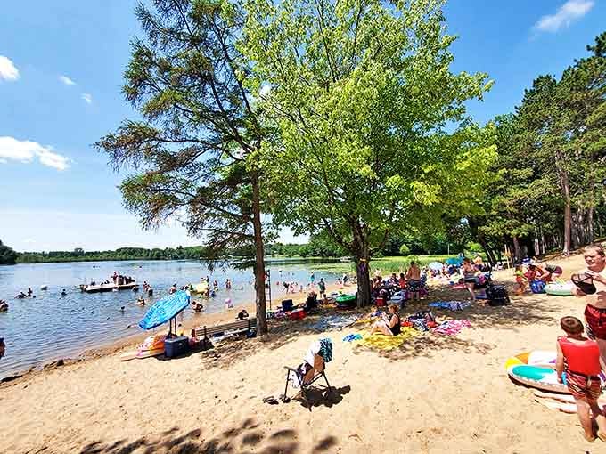 Crystal clear waters of Waupaca's Chain O' Lakes beckon swimmers and boaters to dive into summer's perfect playground.