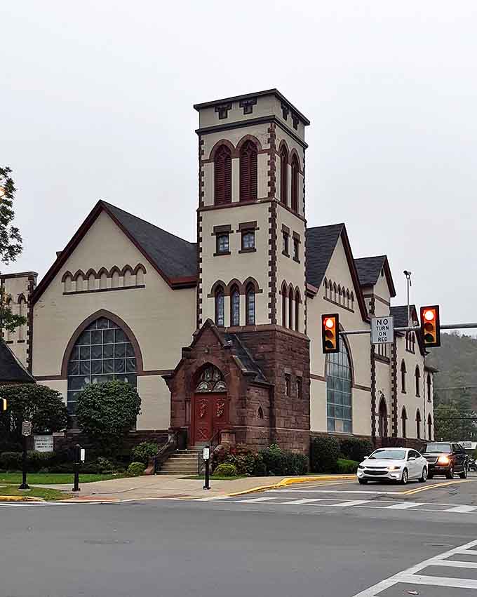 This beautiful stone church with its distinctive tower adds architectural character to Wellsboro's downtown area and community spirit.