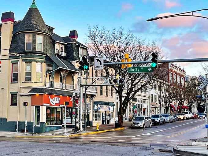 The colorful storefronts of Westminster's downtown invite exploration at a leisurely pace. Window shopping here counts as cultural enrichment!