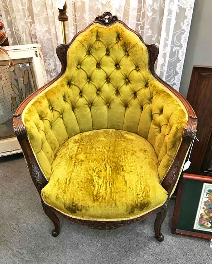 That mustard velvet throne isn't just a chair &ndash; it's an invitation to channel your inner Victorian aristocrat while scrolling through Instagram.