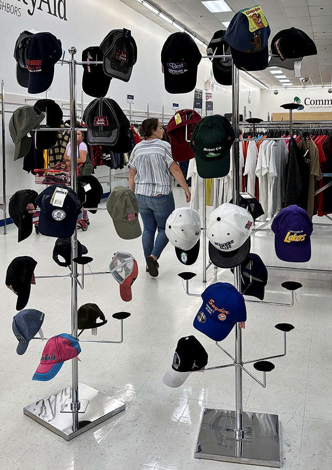The hat display offers headwear for every occasion &ndash; from sports team loyalty to sun protection with a side of style.