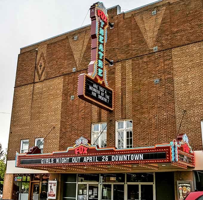 The Fox Theatre's neon marquee lights up downtown Centralia, a glowing reminder of when going to the movies was an event worth dressing up for.