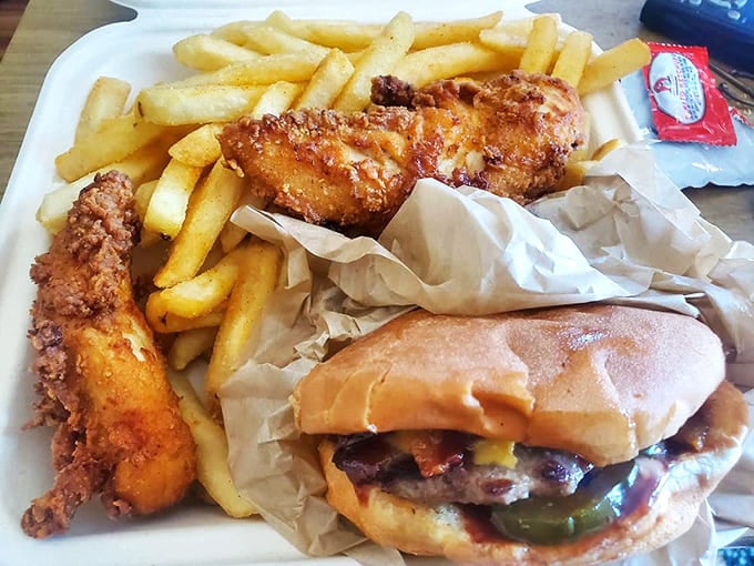 The combo meal brings together crispy chicken tenders, a juicy burger, and golden fries &ndash; a trifecta of comfort food that satisfies every craving.