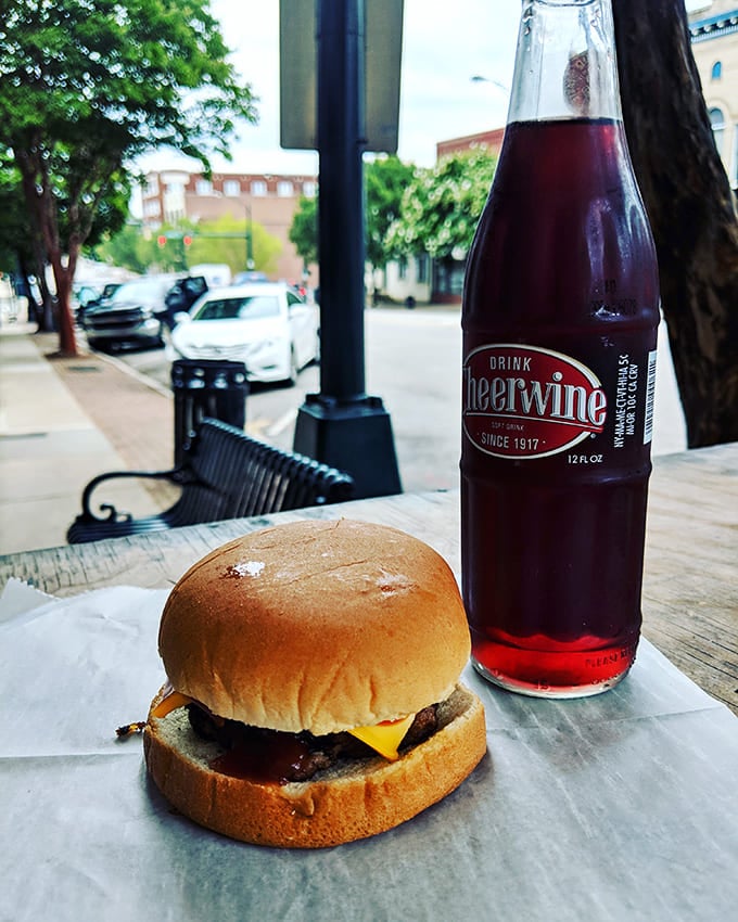 The classic North Carolina pairing: a perfect burger alongside an ice-cold Cheerwine. Name a more iconic duo&mdash;I'll wait.