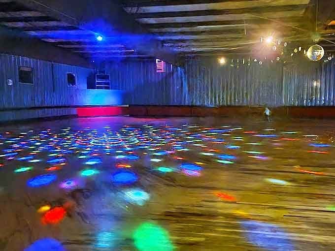 The Garden Roller Rink's disco lights transform an ordinary floor into a kaleidoscope of color where generations have rolled, fallen, and laughed.