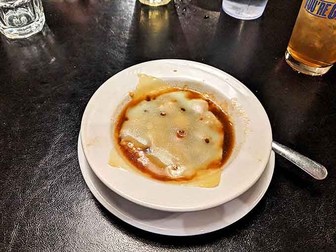 French onion soup that's achieved the perfect cheese-to-broth ratio &ndash; a bubbling cauldron of comfort that's worth the inevitable chin dribble.