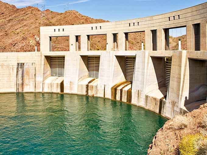 Parker Dam: the engineering marvel that tamed the Colorado River and created Lake Havasu. Less famous than Hoover, but no less impressive up close.