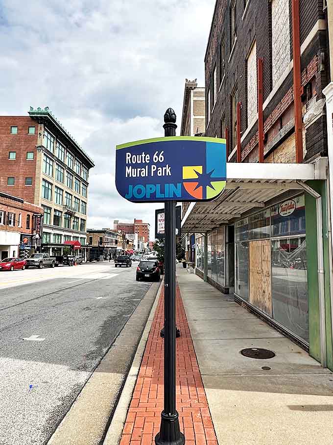 Route 66 Mural Park celebrates Joplin's place on the Mother Road, where mid-century travelers once stopped for malts and memories.