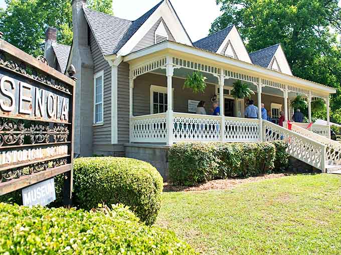 The Senoia Area Historical Society preserves the town's past in this picture-perfect historic home, complete with classic Southern wraparound porch.