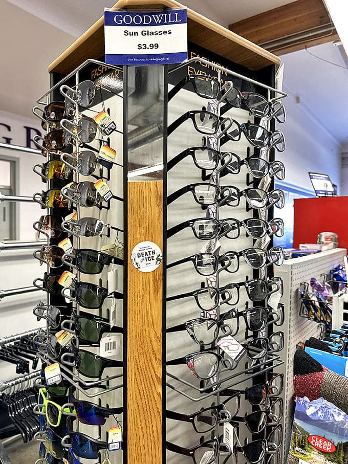 Sunglasses for every Alaskan occasion &ndash; from summer's midnight sun to winter's snow glare. Fashion meets function at $3.99 a pop!