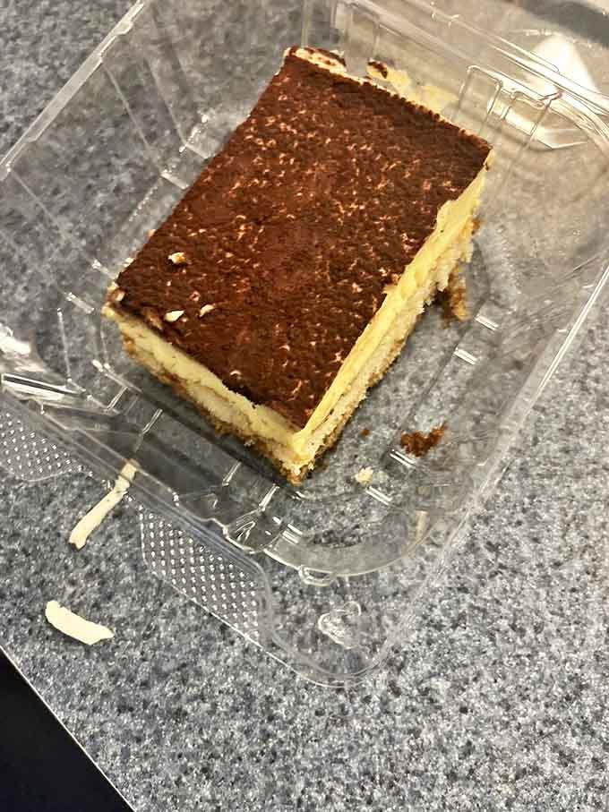 Even seafood joints need sweet finales. This tiramisu offers a brief Italian vacation after your maritime adventure through the menu.