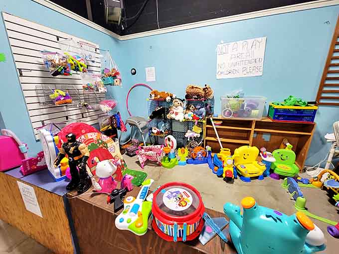 Toy paradise that would make any grandparent the hero of birthdays. That blue elephant walker has "future family heirloom" written all over it.