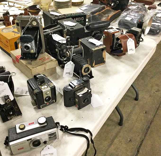 Vintage cameras that captured someone's precious memories now await their next assignment&mdash;perhaps as your living room's conversation-starting d&eacute;cor.