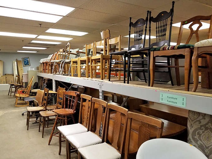 Chair-vana! From dining sets to office swivels, this collection could seat a small village for dinner or a medium-sized book club.