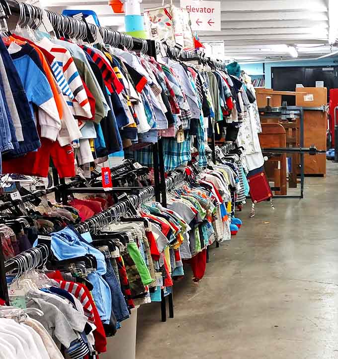 The children's section: where parents discover brand-new looking clothes for growing kids who outgrow outfits faster than you can say "growth spurt."