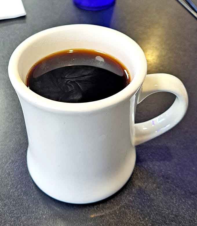 The humble diner coffee mug&mdash;holding what might be the most important relationship in your morning. Dark, strong, and dependable.