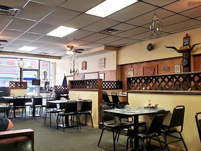 The dining room feels like your grandma's kitchen got an upgrade &ndash; familiar, comfortable, and promising something delicious is coming your way.