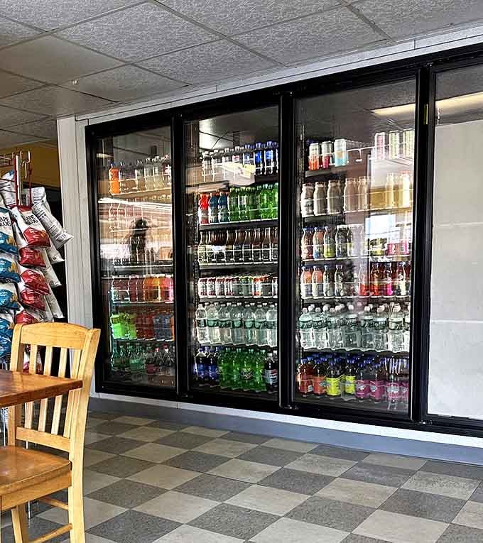 The beverage cooler at Gill's offers the perfect companion to your sandwich masterpiece&mdash;from classic sodas to local favorites.