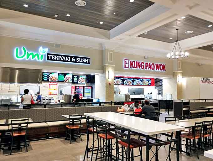 Teriyaki meets wok cuisine in the food court&mdash;because marathon shopping sessions require proper refueling strategies.