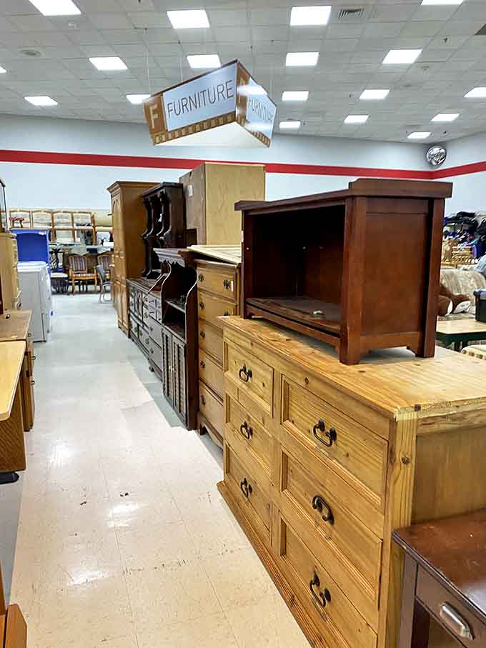 Furniture that tells stories &ndash; solid wood dressers and entertainment centers from the pre-flatpack era when things were built to outlast their owners.