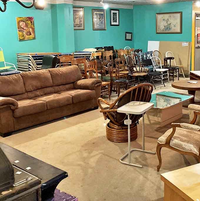 The furniture section: where mid-century meets eclectic, and every piece tells a story you get to continue.