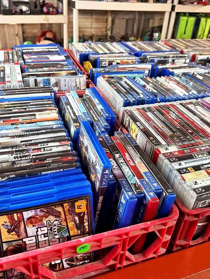 Digital entertainment graveyards where nostalgic gamers can resurrect childhood memories. Spot Grand Theft Auto nestled among forgotten blockbusters from another era.
