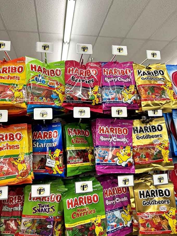 Haribo heaven! An entire rainbow of gummy delights awaits, proving that sometimes life's sweetest pleasures really do cost just over a dollar.