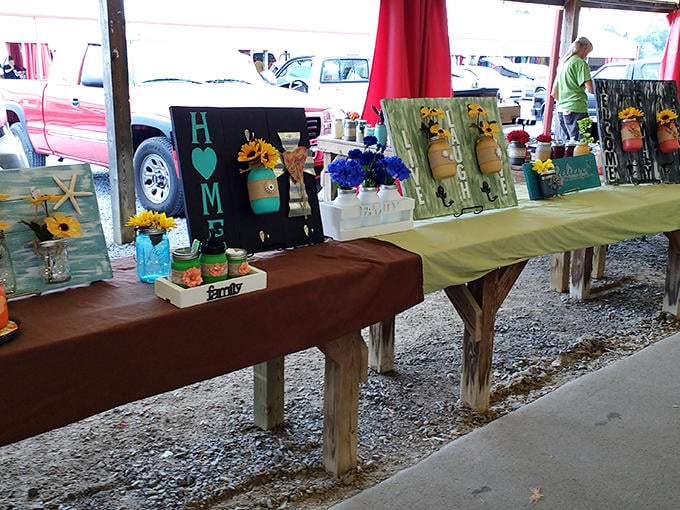 Rustic meets whimsy at this handcrafted d&eacute;cor booth, where "HOME" signs and sunflowers transform houses into Instagram-worthy havens.