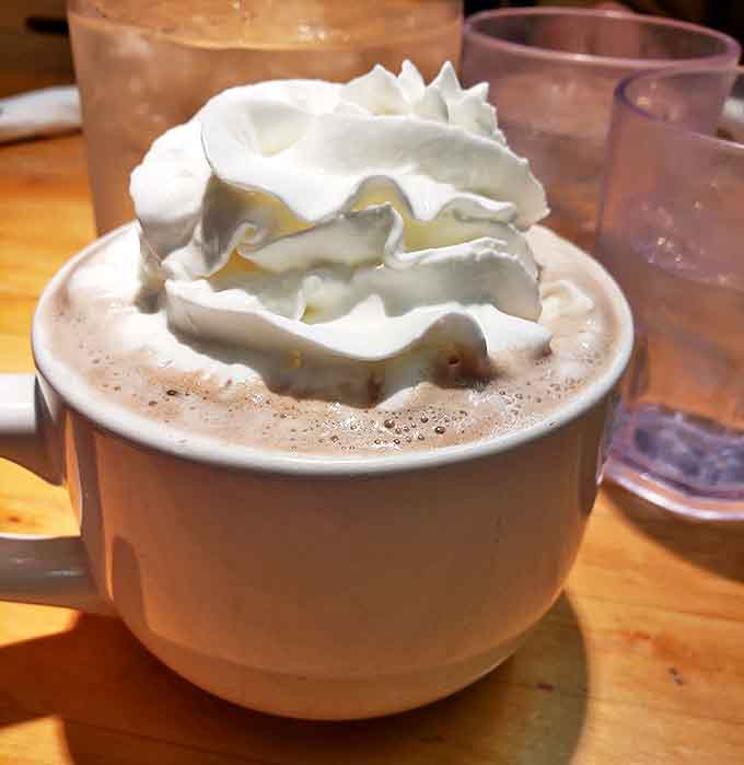 Hot chocolate elevated to an art form&mdash;a mountain of whipped cream floating atop steaming cocoa like the Tetons rising from the valley floor.