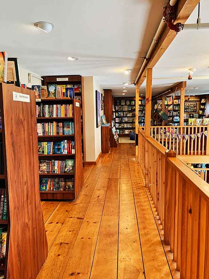 Honey-colored wood and natural light create the perfect backdrop for literary exploration and unexpected discoveries.